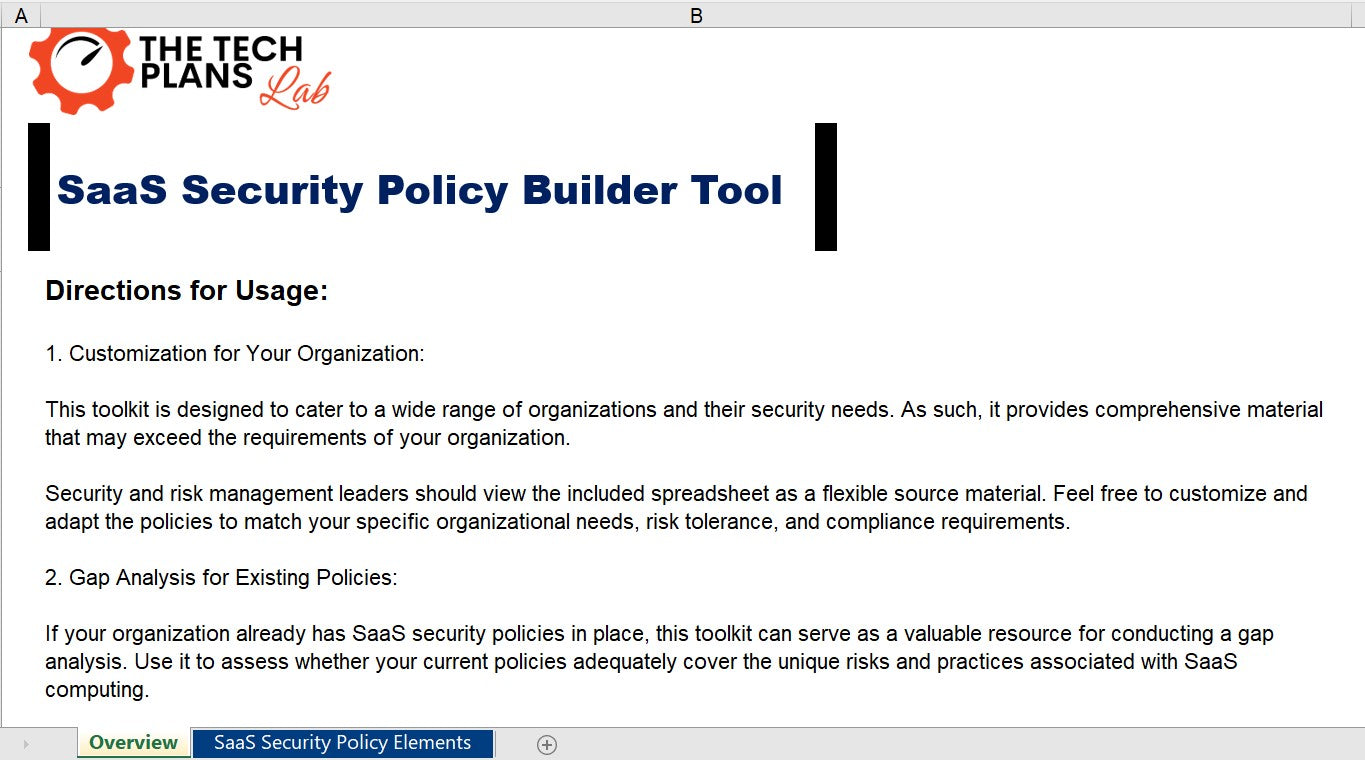 SaaS Security Policy Builder | Free Resources | The Tech Plans Lab