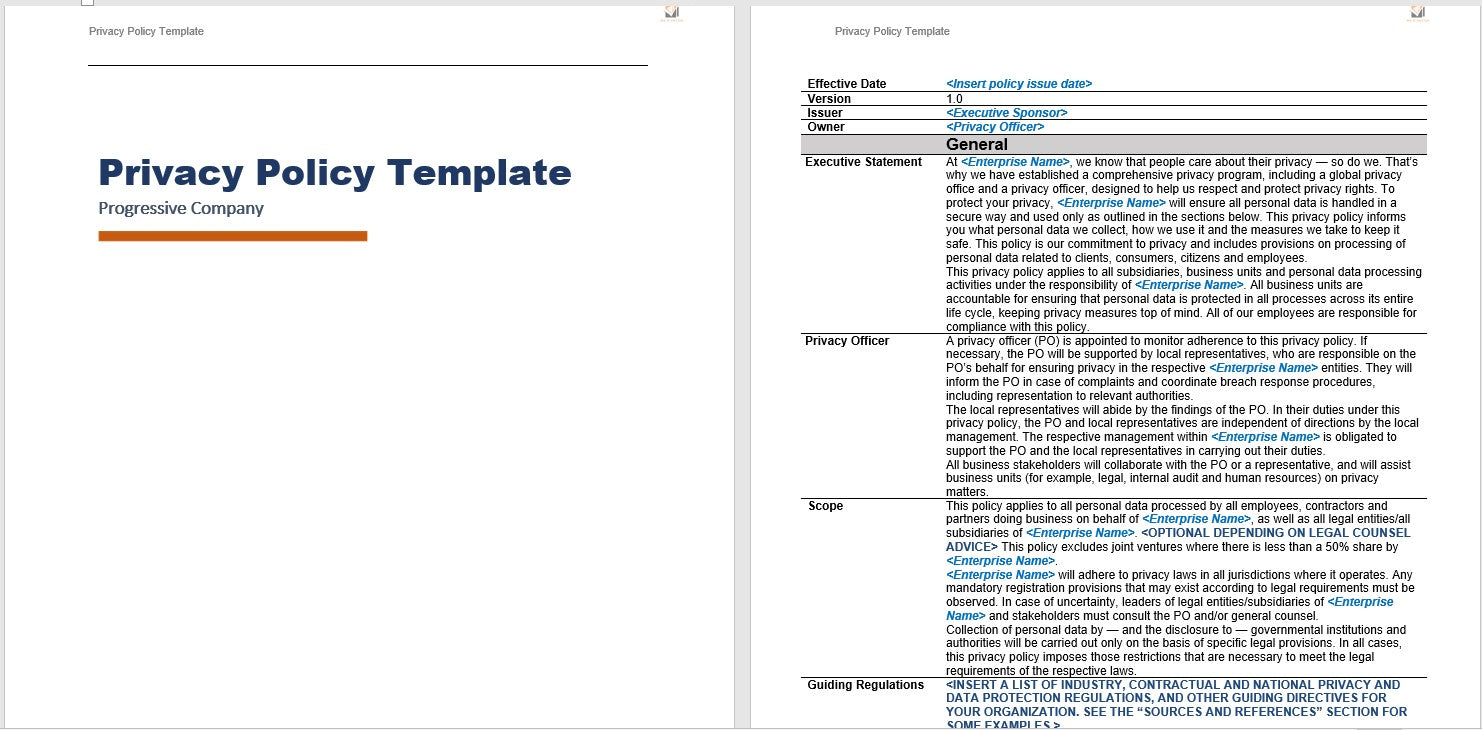 Privacy Policy Template | Data Protecton | The Tech Plans Lab
